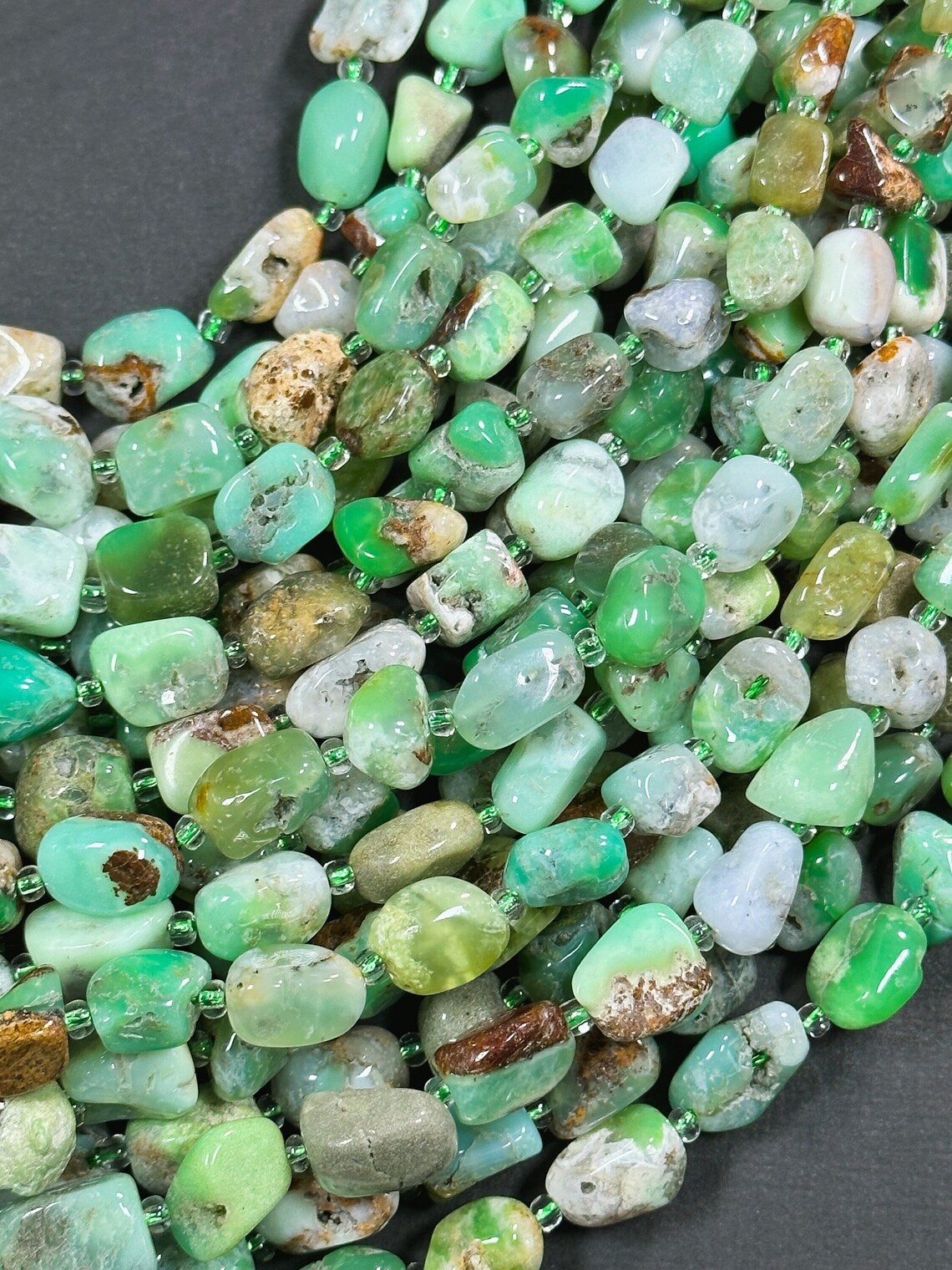 Natural Chrysoprase Gemstone Freeform Pebble Nugget Beads, Beautiful ...