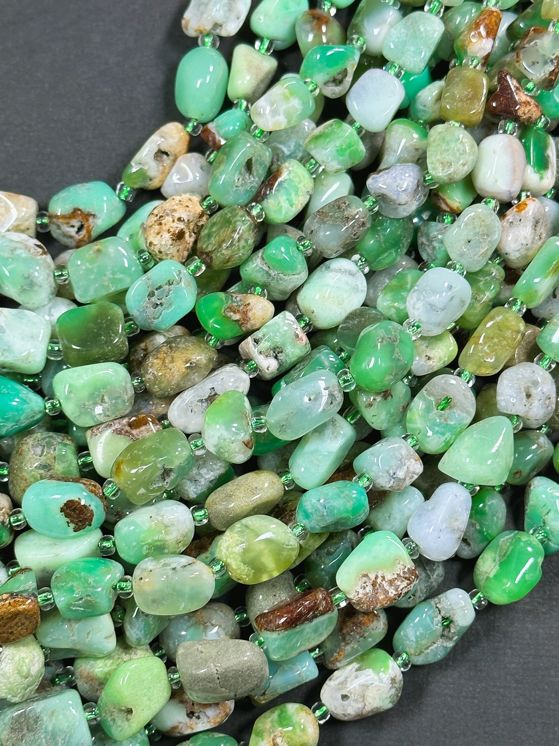 Natural Chrysoprase Gemstone Freeform Pebble Nugget Beads, Beautiful ...