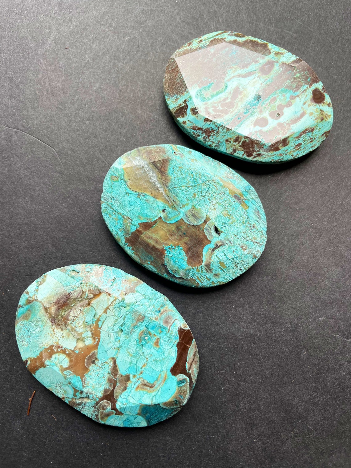 Beautiful blue ocean jasper stone bead . Faceted 40x56mm oval | Etsy