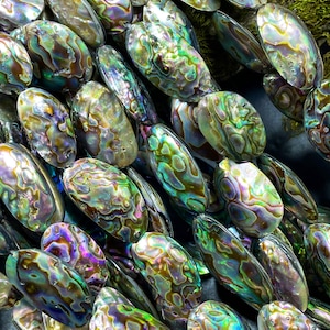 Natural Abalone Shell Bead. About 15x25mm Oval Shape. Gorgeous Natural ...