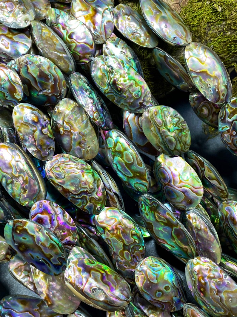 Natural Abalone Shell Bead. About 15x25mm Oval Shape. Gorgeous - Etsy