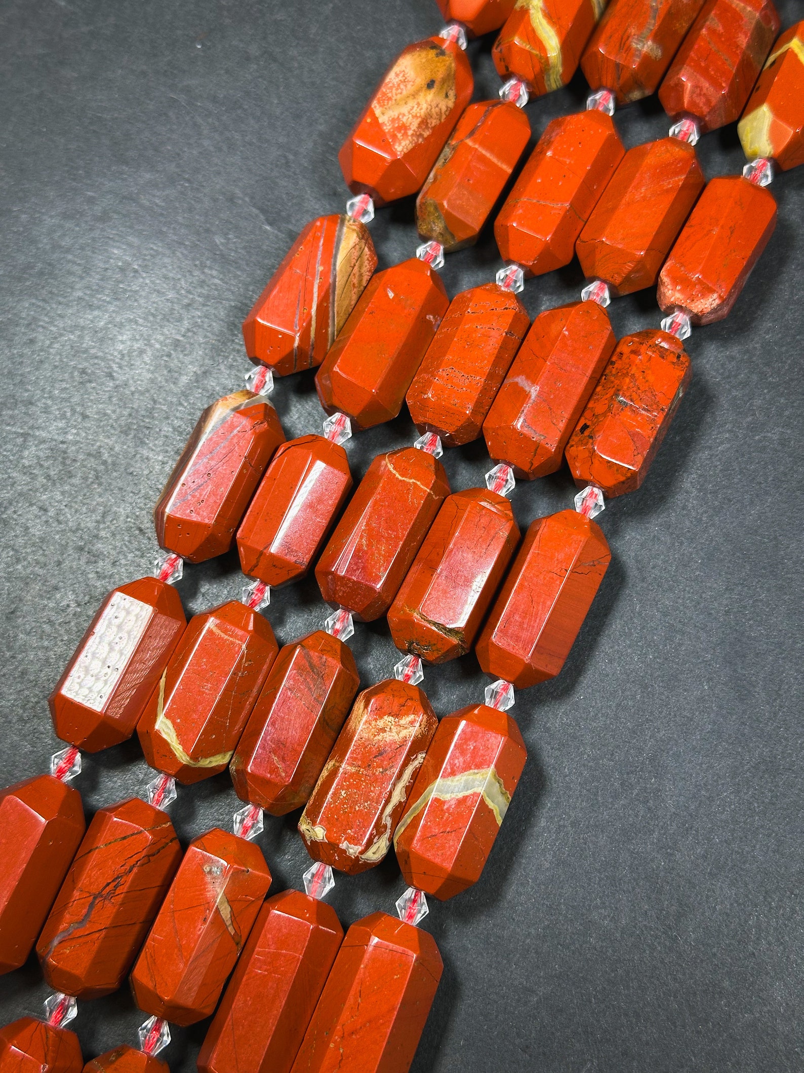 Natural Red Jasper Gemstone Bead Faceted 27x13mm Barrel Shape Beads ...