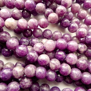 AAA Natural Lepidolite Gemstone Beads, 6mm,8mm,10mm Smooth Round Shape ...