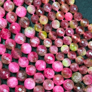 Natural Watermelon Tourmaline Quartz Gemstone Bead Faceted 8mm 10mm ...