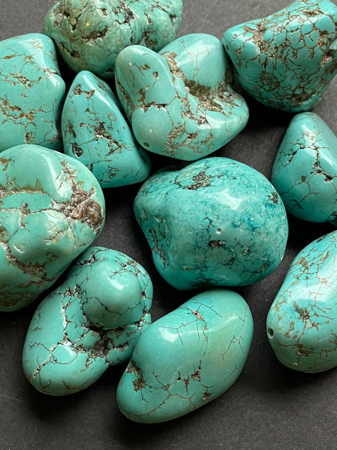 Natural Blue Turquoise Howlite Stone Bead . 18mm -35mm Nugget Shape ...