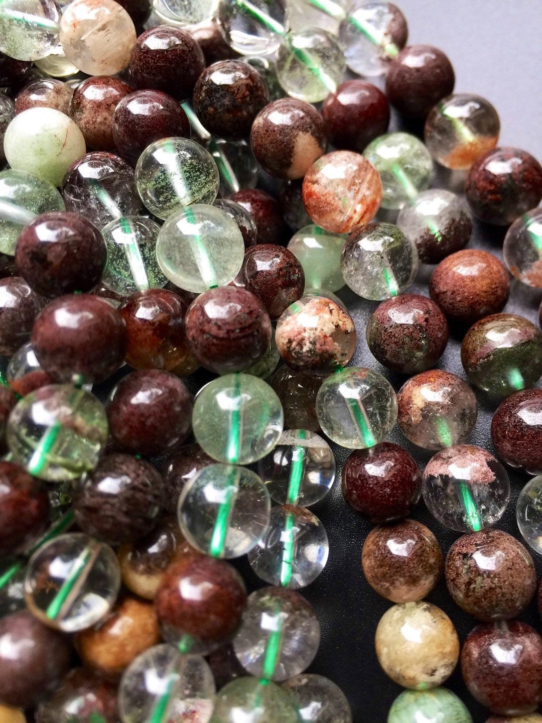 Natural Phantom Quartz . 6mm 8mm 10mm 12mm . Round Bead . Beautiful ...