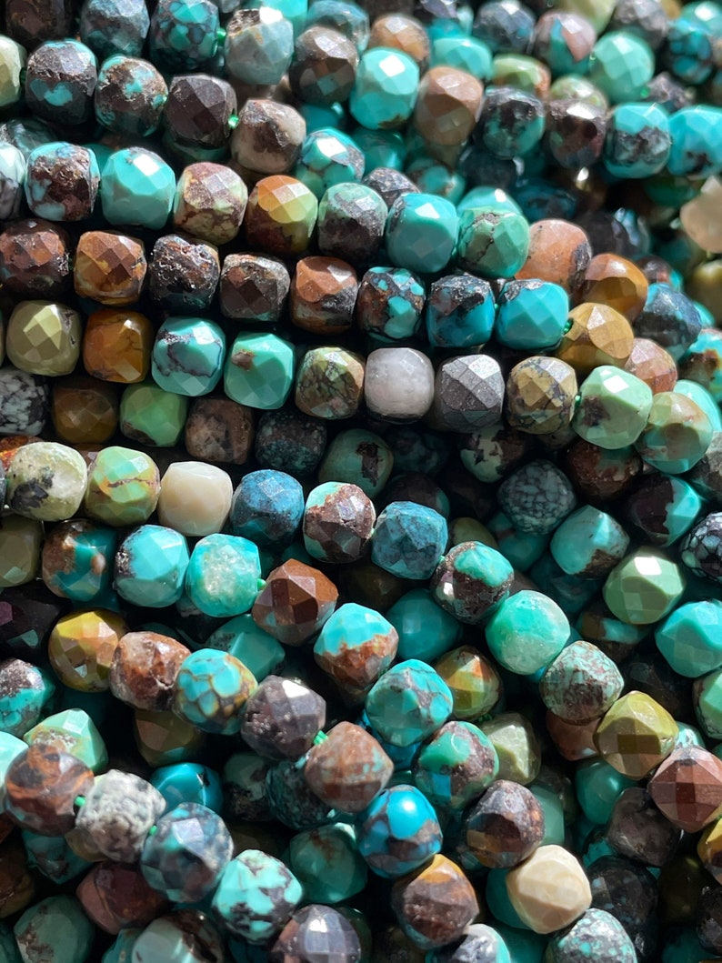 AA Natural Turquoise Stone Bead . Faceted 5mm Square Shape - Etsy