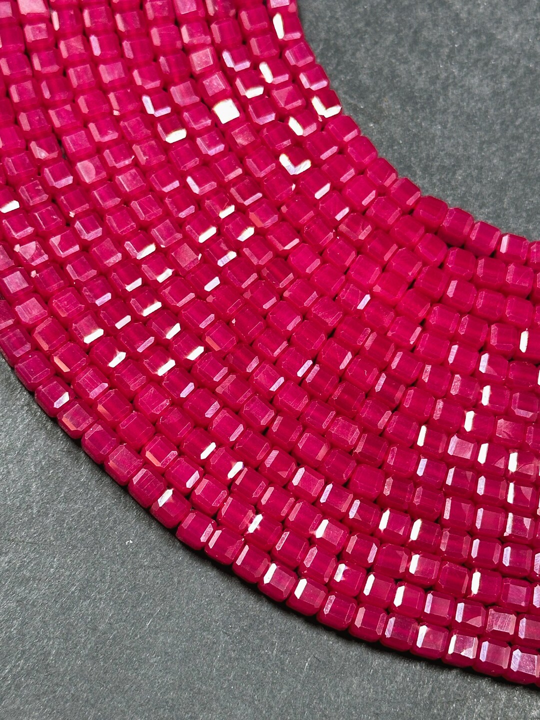 AAA Natural Red Ruby Gemstone Bead Faceted 4mm Cube Shape Beads ...
