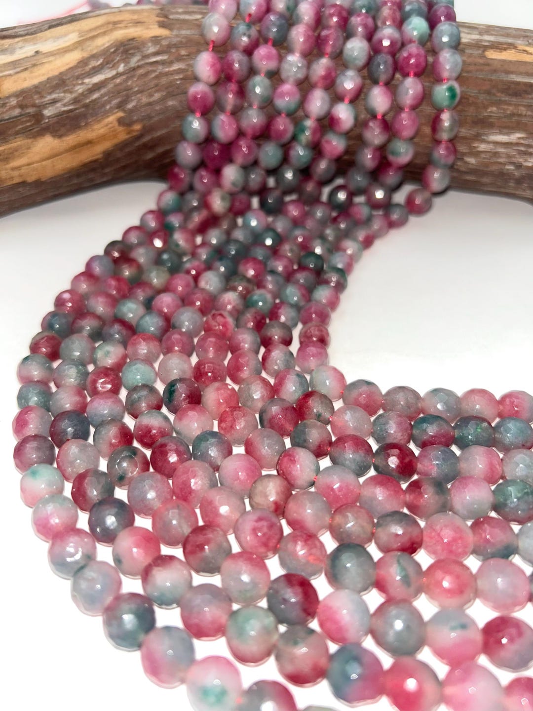 AAA Natural Watermelon Jade Gemstone Bead Faceted 6mm 8mm 10mm Round ...