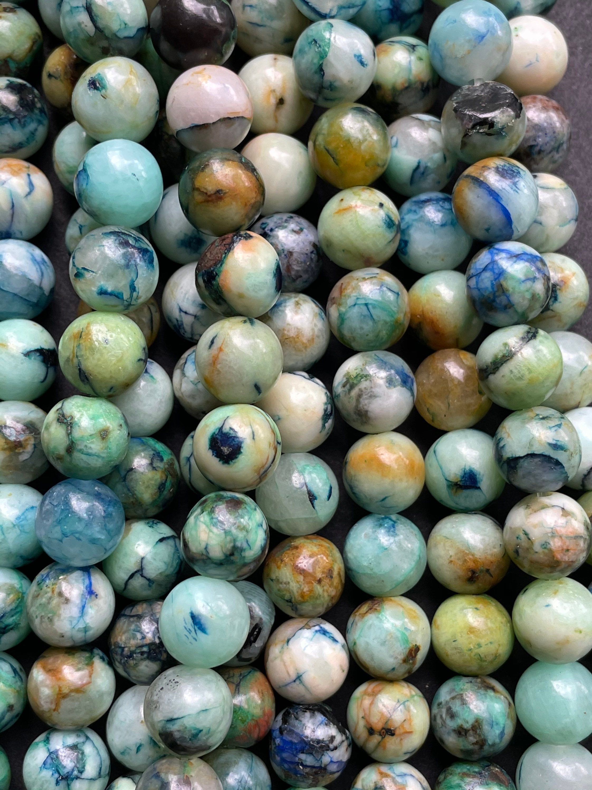 Natural Azurite Stone Bead. 6mm8mm 10mm Round Bead. Beautiful Natural ...