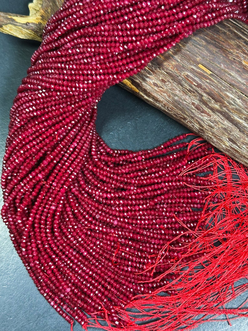Natural Red Jade Gemstone Bead Faceted 3mm Rondelle Shape Bead ...