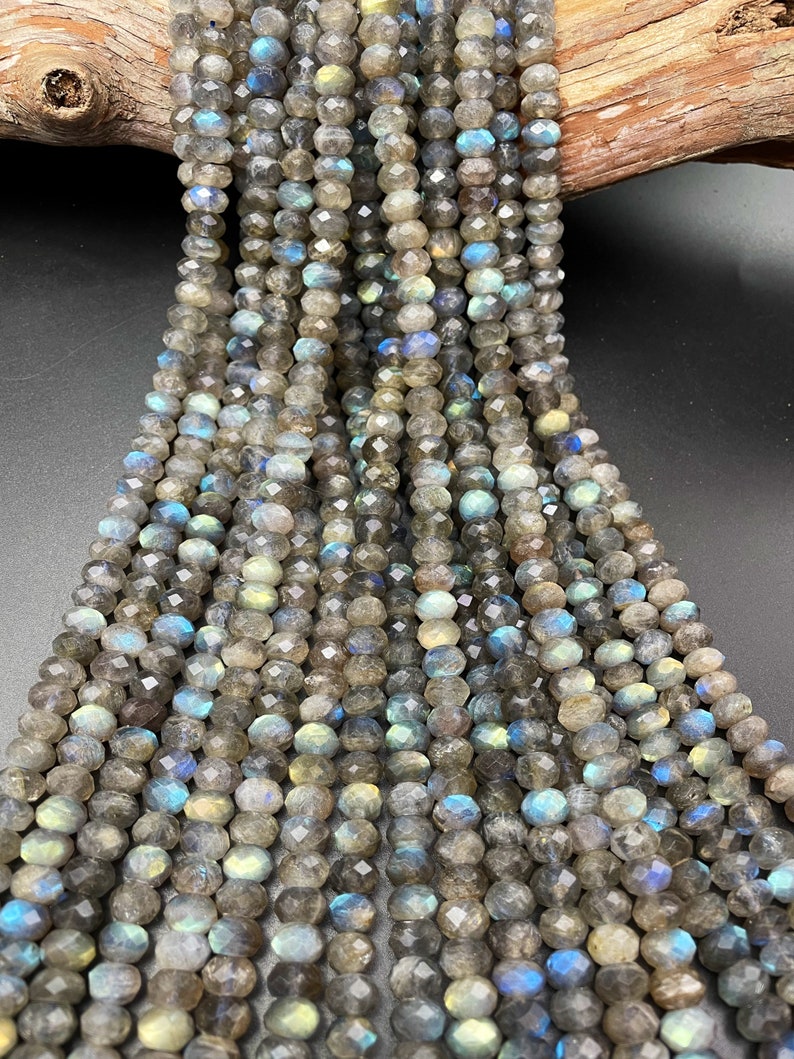 AAA Natural Rainbow Labradorite Stone Bead. Faceted 6x9mm Rondelle ...