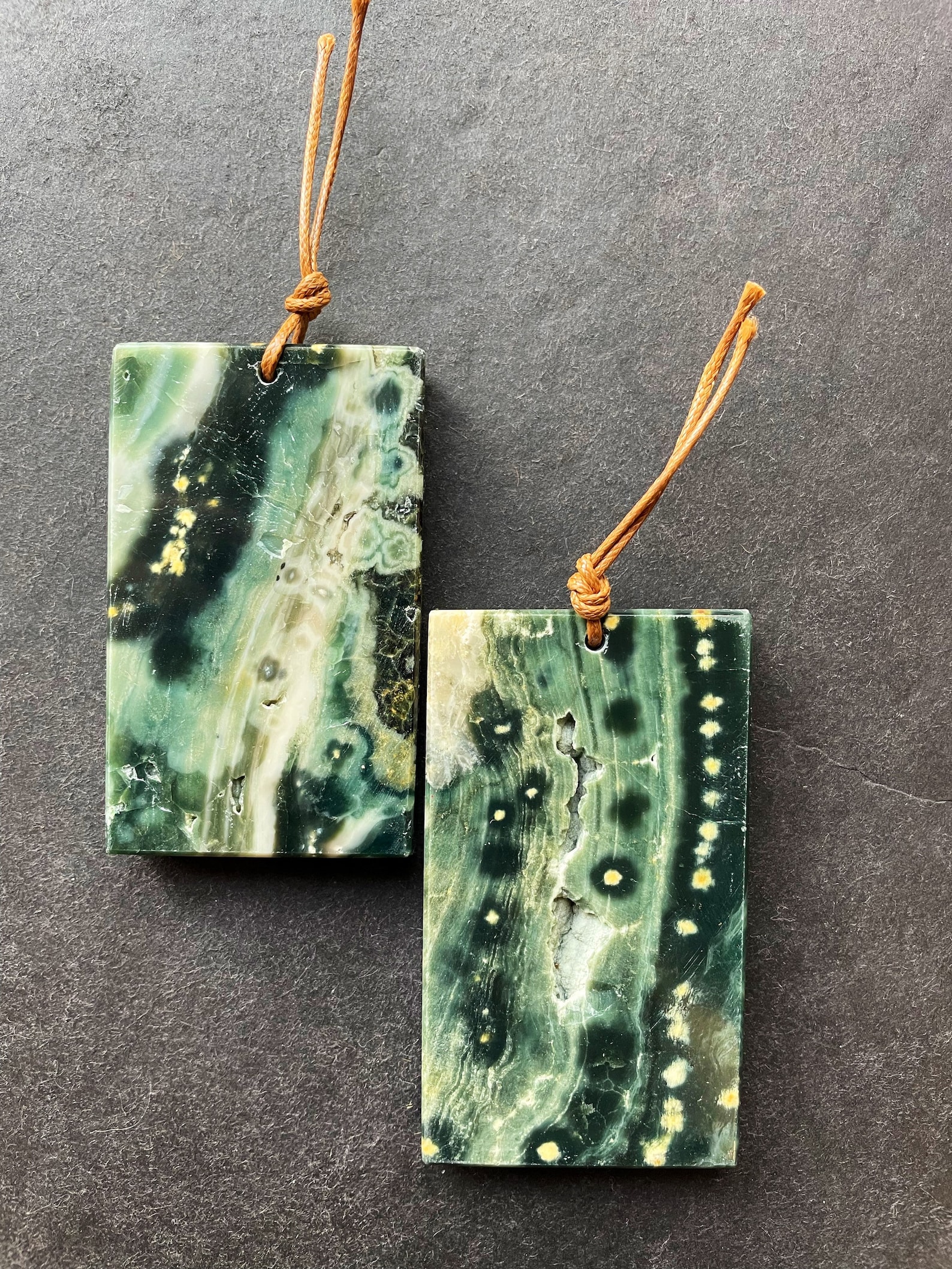 AAA Natural Ocean Jasper Druzy Stone Pendant. 30x50mm Rectangle Shape ...