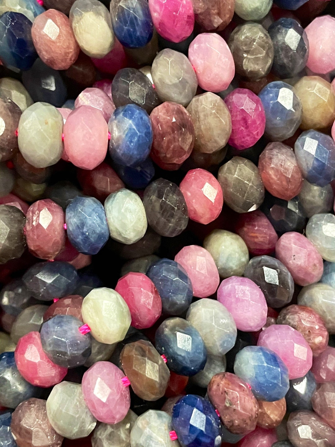 Natural Ruby Sapphire Stone Bead . Faceted 5x8mm Rondelle Bead ...