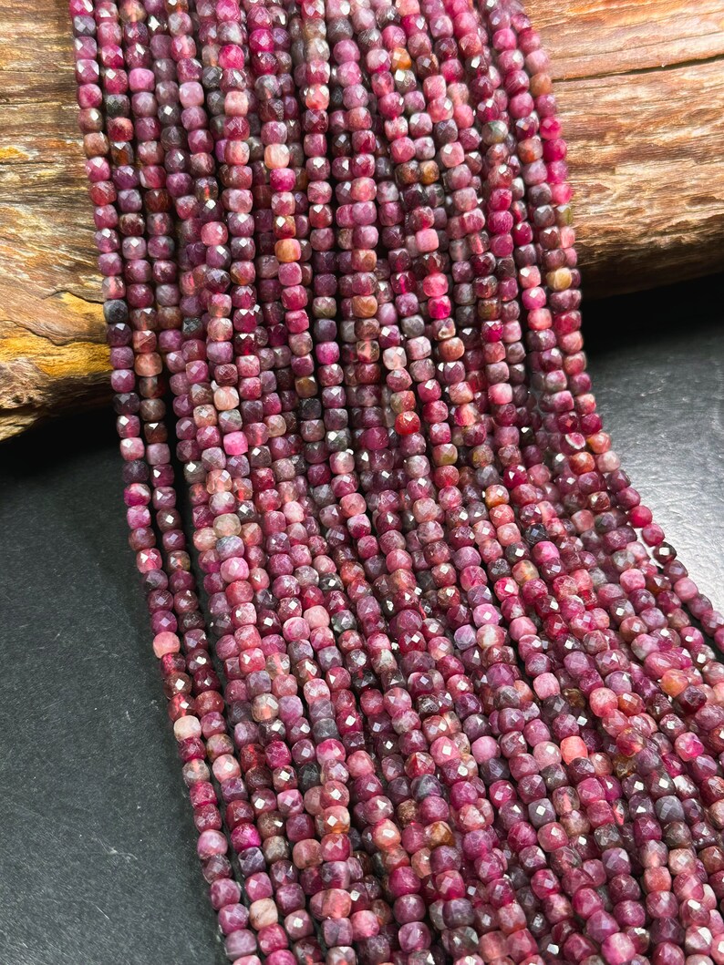 AAA Natural Red Ruby Gemstone Bead Faceted 4mm Cube Shape Bead ...