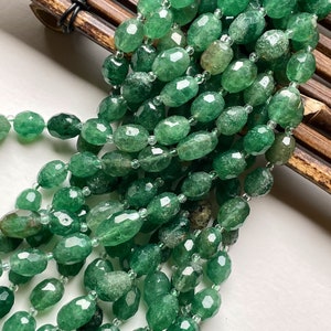 Natural Green Strawberry Quartz Stone Bead. Faceted 10x12mm Barrel ...