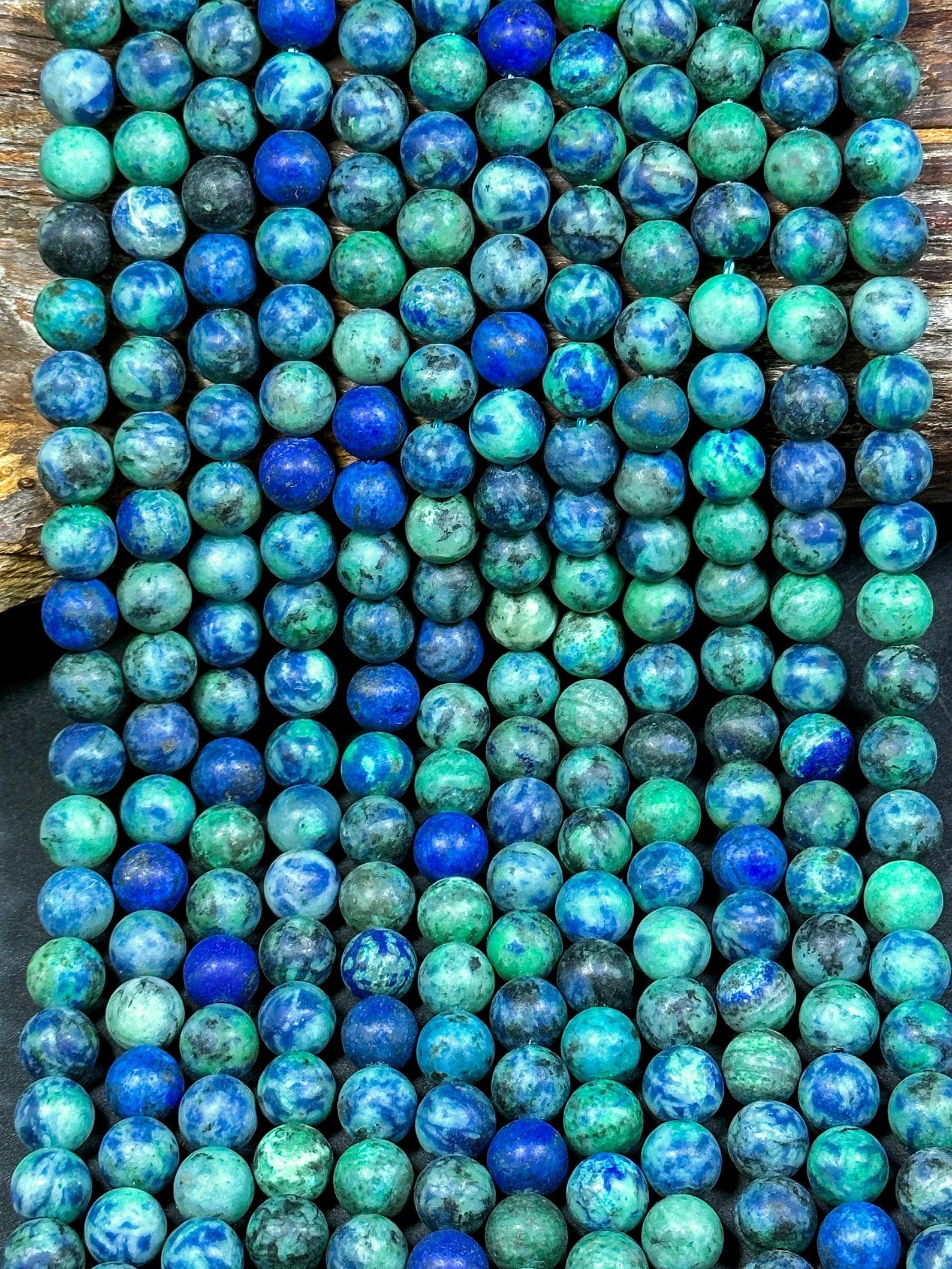 NATURAL Matte Azurite Gemstone Bead 4mm 6mm 8mm 10mm 12mm Round Beads ...