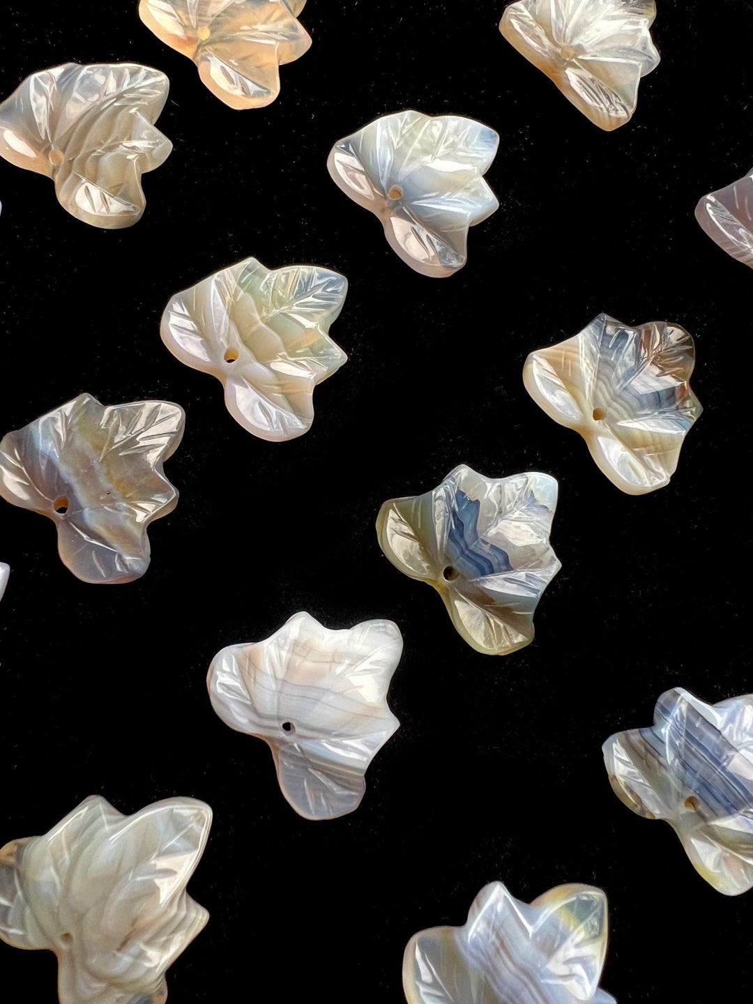 Natural Botswana Agate Pendant Hand Carved Maple Leaf 24mm Gorgeous ...