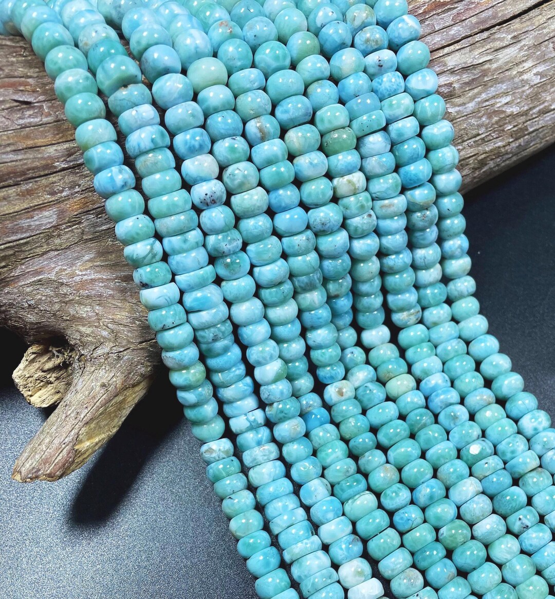 AA+ 100% Natural Larimar Gemstone Bead. 5x8mm 6x10mm Rondelle Shape ...