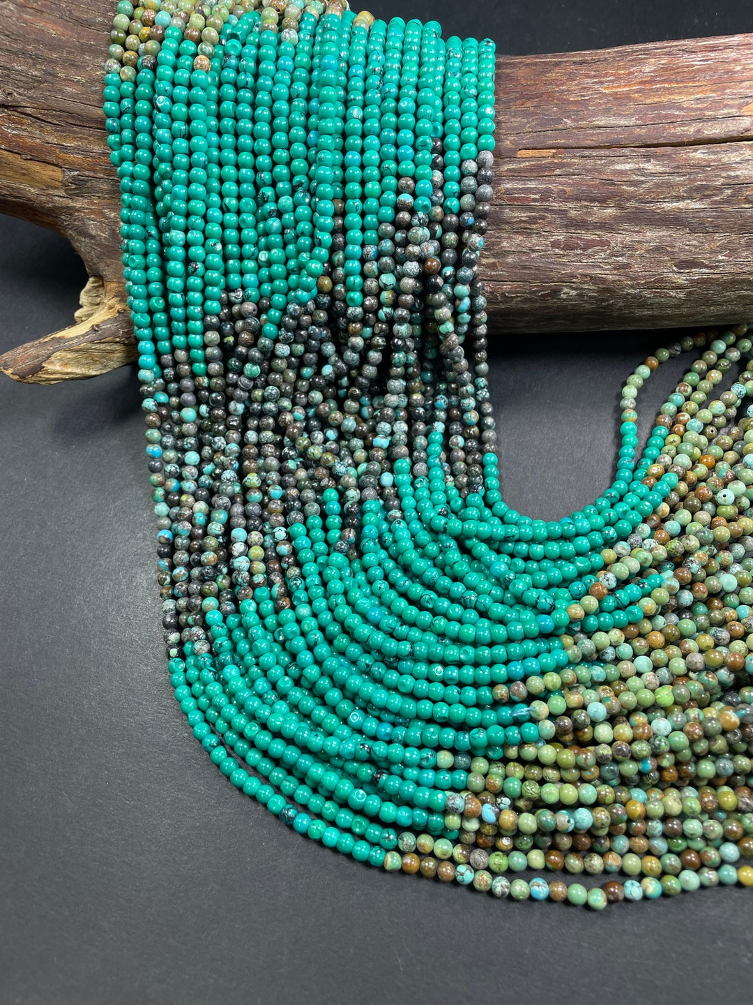 A Natural Turquoise Gemstone Bead . 4mm Multi Color Turquoise Bead ...