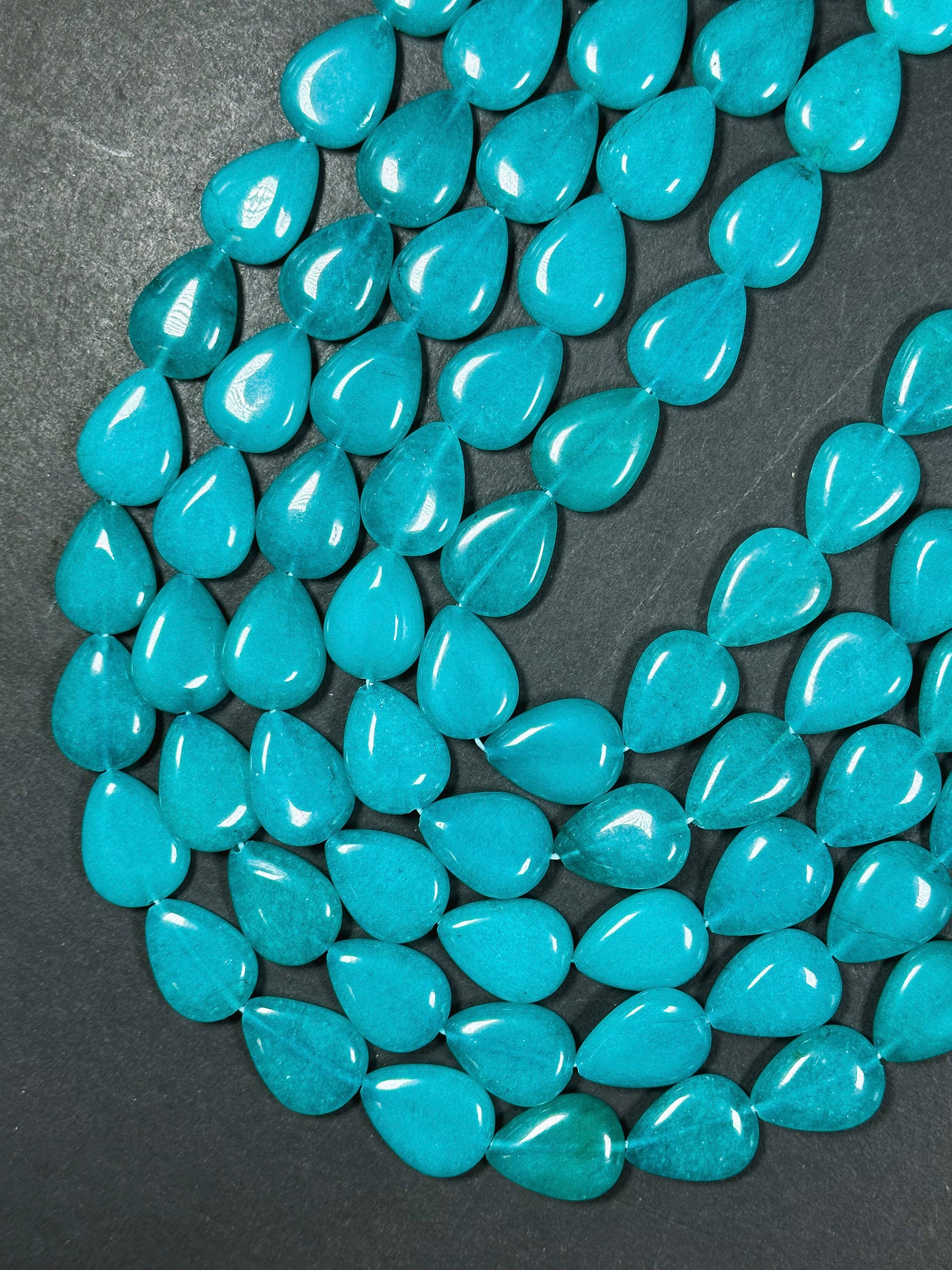 Natural Turquoise Blue Jade Gemstone Bead 20x15mm Teardrop Shape ...
