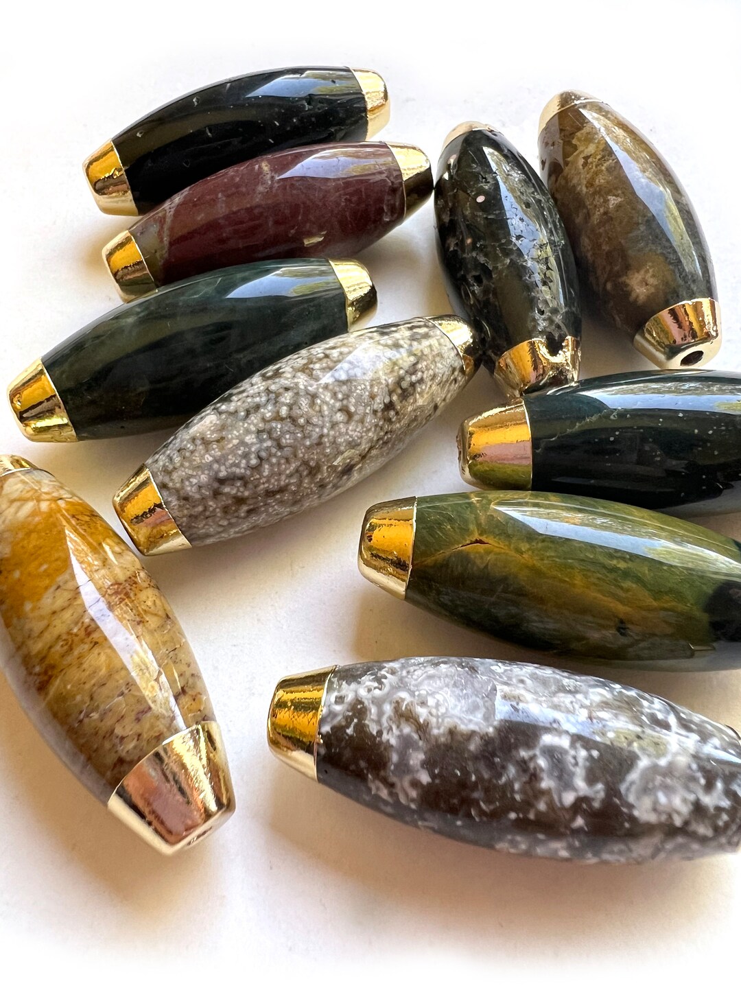 AAA Natural Multi-color Jasper 15x42mm Barrel Shape Gold Fill - Etsy