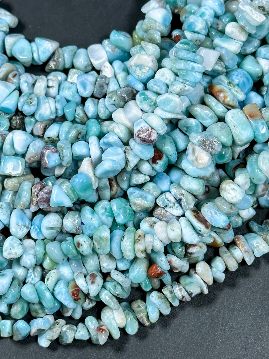 Natural Larimar Gemstone Bead 6-10mm Freeform Pebble Shape Beads ...