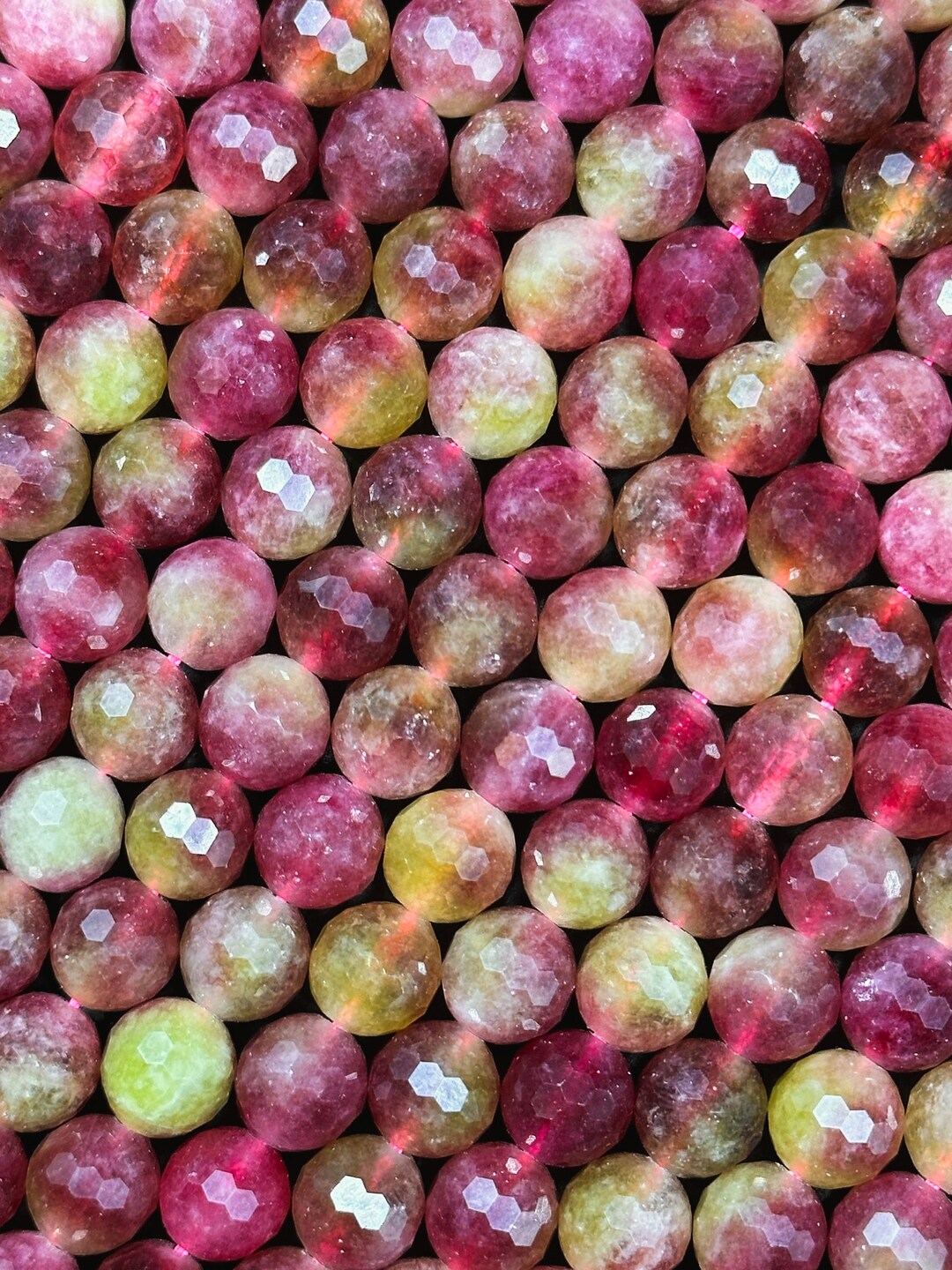 Natural Watermelon Tourmaline Quartz Gemstone Bead Faceted 8mm 10mm ...