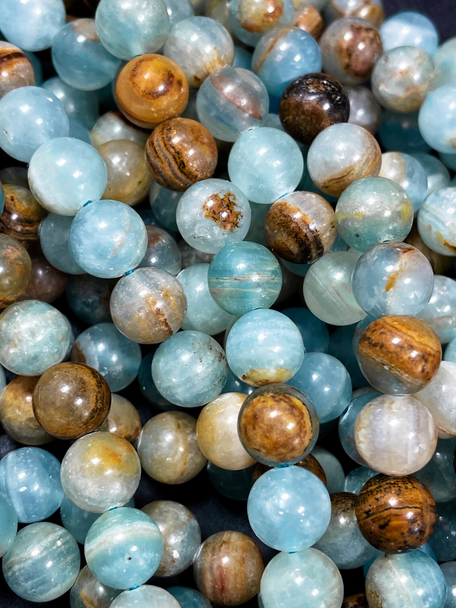 AAA Natural Blue Calcite Gemstone Round Bead. 6mm 8mm 10mm . Gorgeous ...