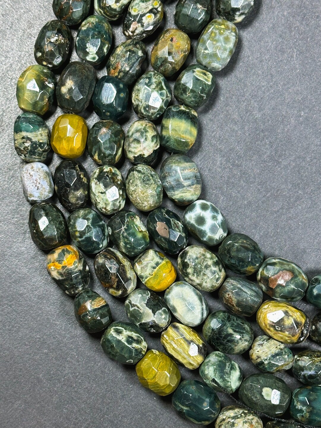 Natural Ocean Jasper Gemstone Bead Faceted 18x13mm Barrel Shape Bead ...