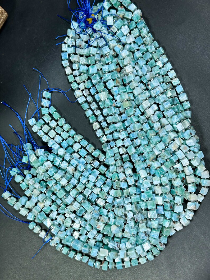AAA Natural Larimar Gemstone Bead 6mm Cube Shape, Beautiful Natural ...