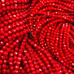 Natural Red Coral Gemstone Bead Faceted 3mm 5mm Round Beads, Beautiful ...