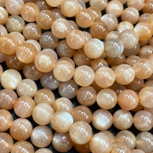 AAA Natural Peach Moonstone Bead. 6mm 8mm 10mm Round Bead. Beautiful ...