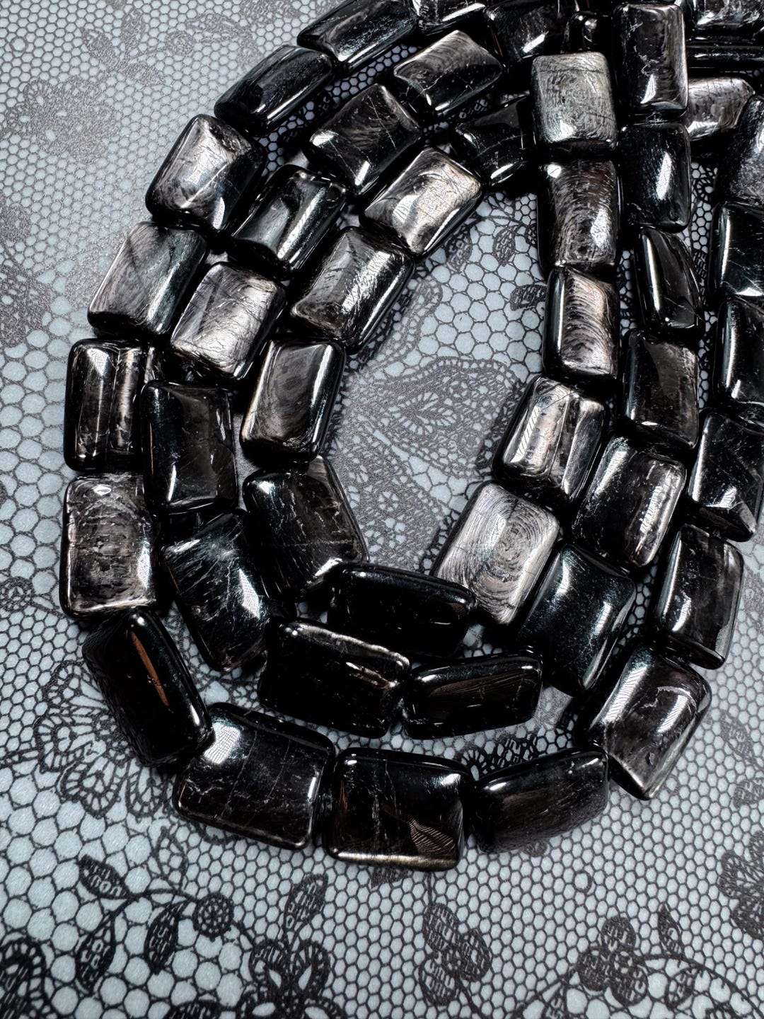 Natural Hypersthene Gemstone Beads . 13x18mm Rectangle Shape . Gorgeous ...