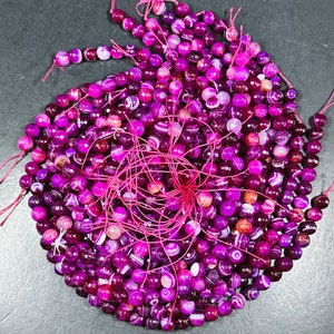 NATURAL Botswana Agate Gemstone Bead Faceted 6mm 8mm 10mm 12mm Round Beads, Beautiful Pink ...