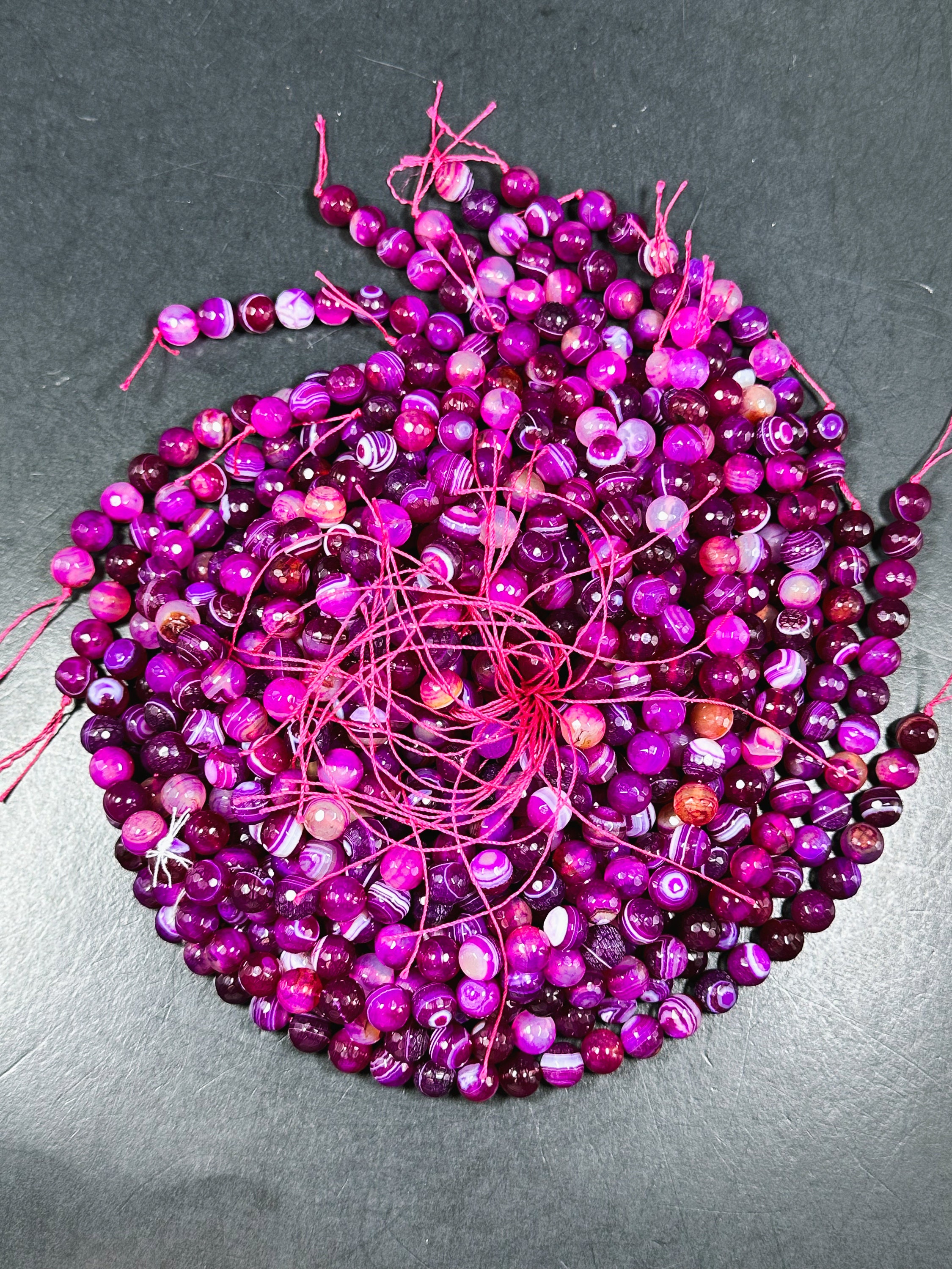 NATURAL Botswana Agate Gemstone Bead Faceted 6mm 8mm 10mm 12mm Round ...