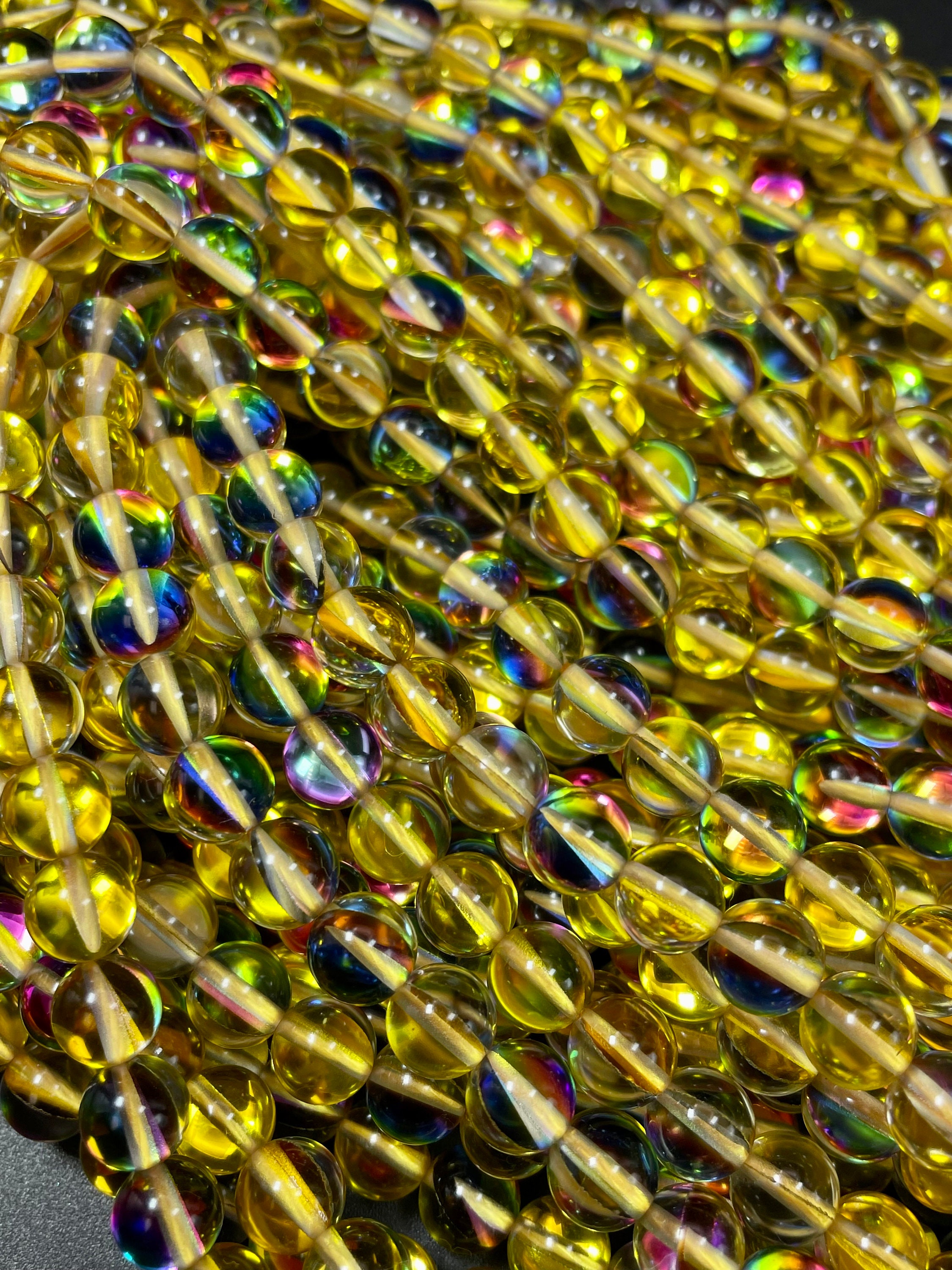 Beautiful Mermaid Glass Beads 6mm 8mm Round Bead. Gorgeous Yellow ...