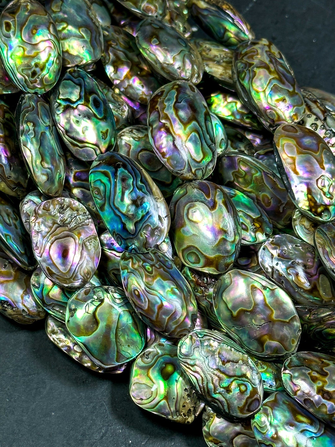 AAA Natural Abalone Shell Bead 26x20mm Oval Shape, Gorgeous Natural ...