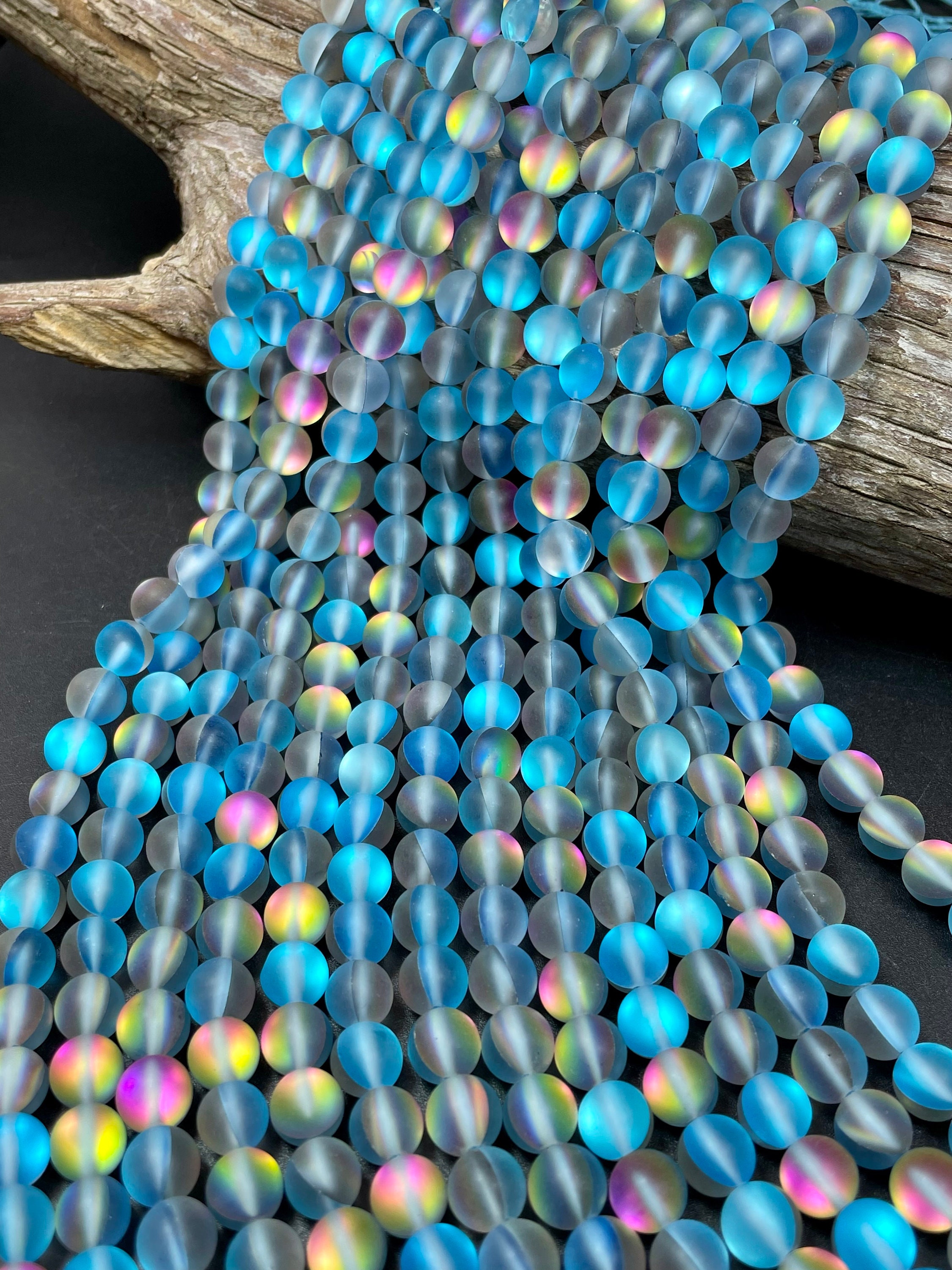 Beautiful Matte Mermaid Glass Beads 6mm 8mm 10mm 12mm Round Bead. Matte ...