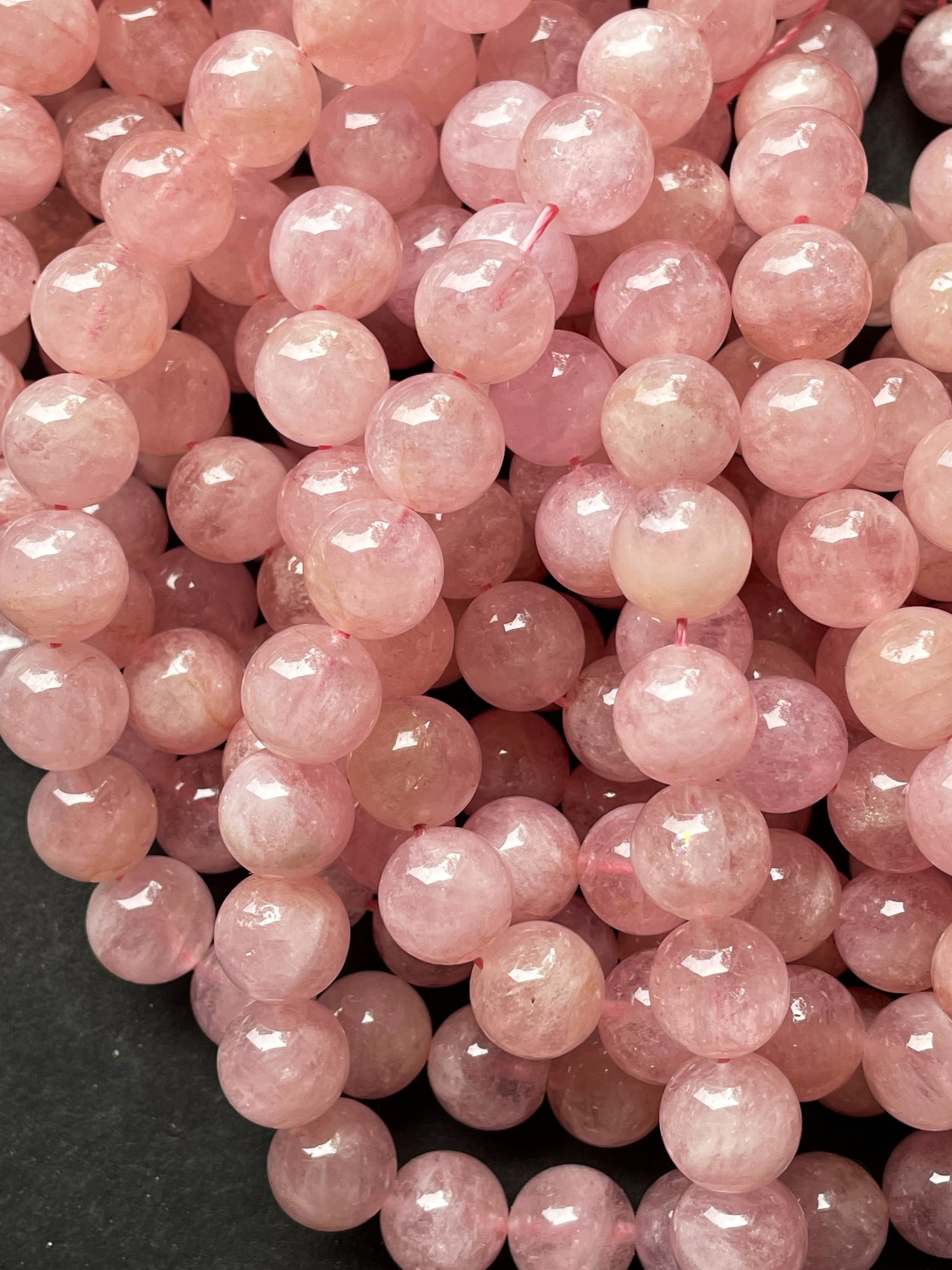 AAA Natural Pink Morganite Stone Bead. 6mm 8mm 10mm Round Bead . Super ...