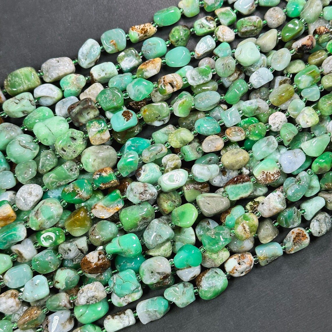 Natural Chrysoprase Gemstone Freeform Pebble Nugget Beads, Beautiful ...