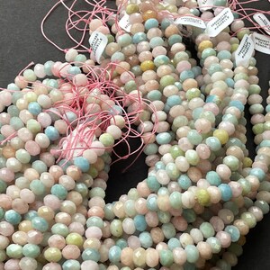 AAA Natural Morganite Stone Bead. Faceted 12x8mm Rondelle Bead ...