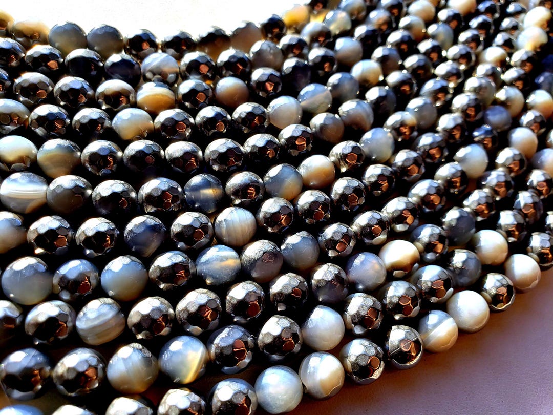Mystic Natural Gemstone Silver Coated Agate Beads 8,10,12mm Beads, Full ...