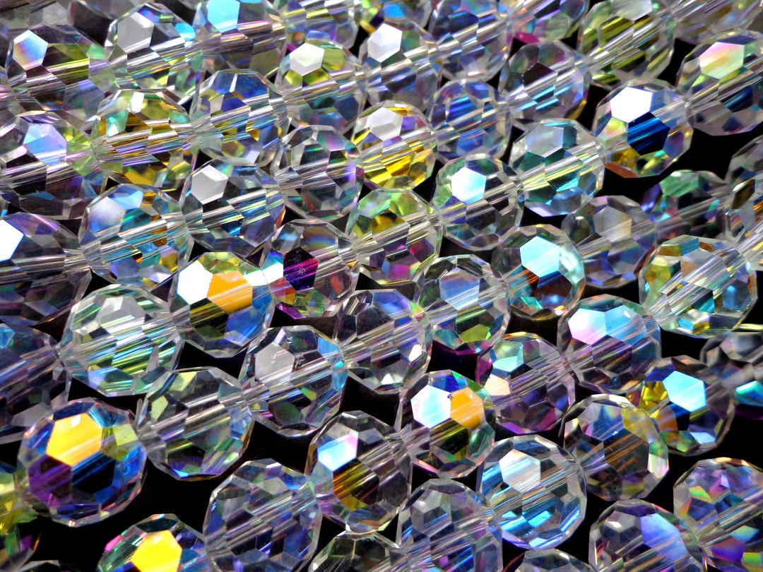 AAA High Quality Iridescent Crystal Beads, 9mm, Faceted Round Shape ...