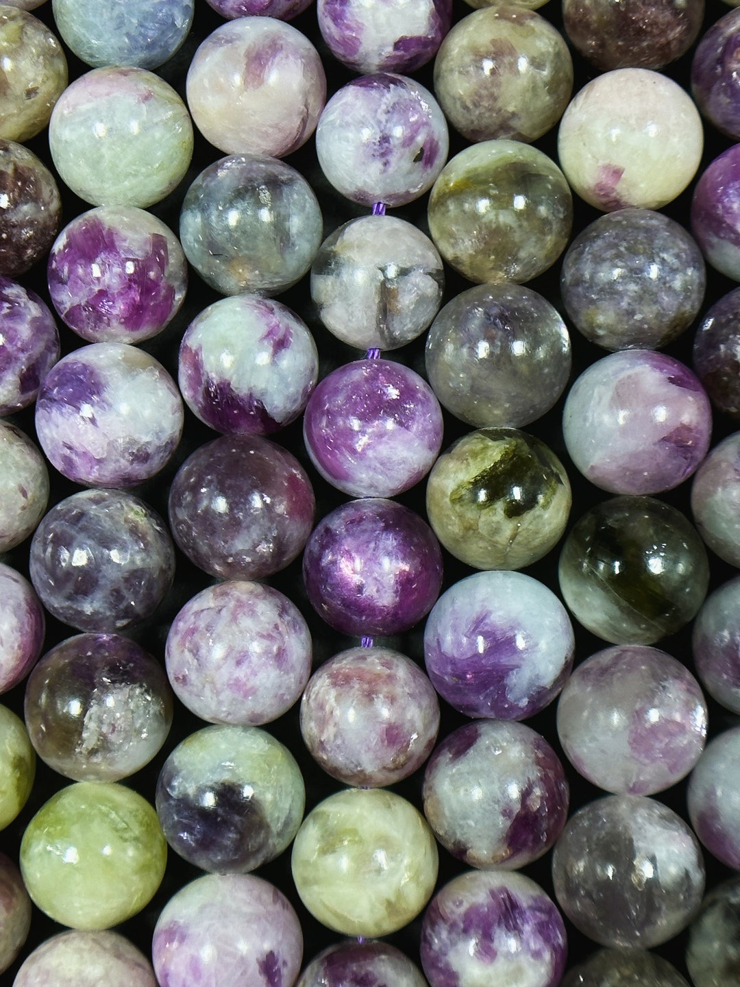 AA Natural Purple Mica Emerald Gemstone Bead 8mm 10mm Round Beads ...