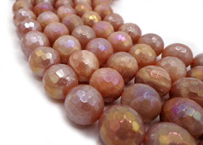 NATURAL Gemstone Sunstone Beads Faceted Round Beads 4mm 6mm - Etsy