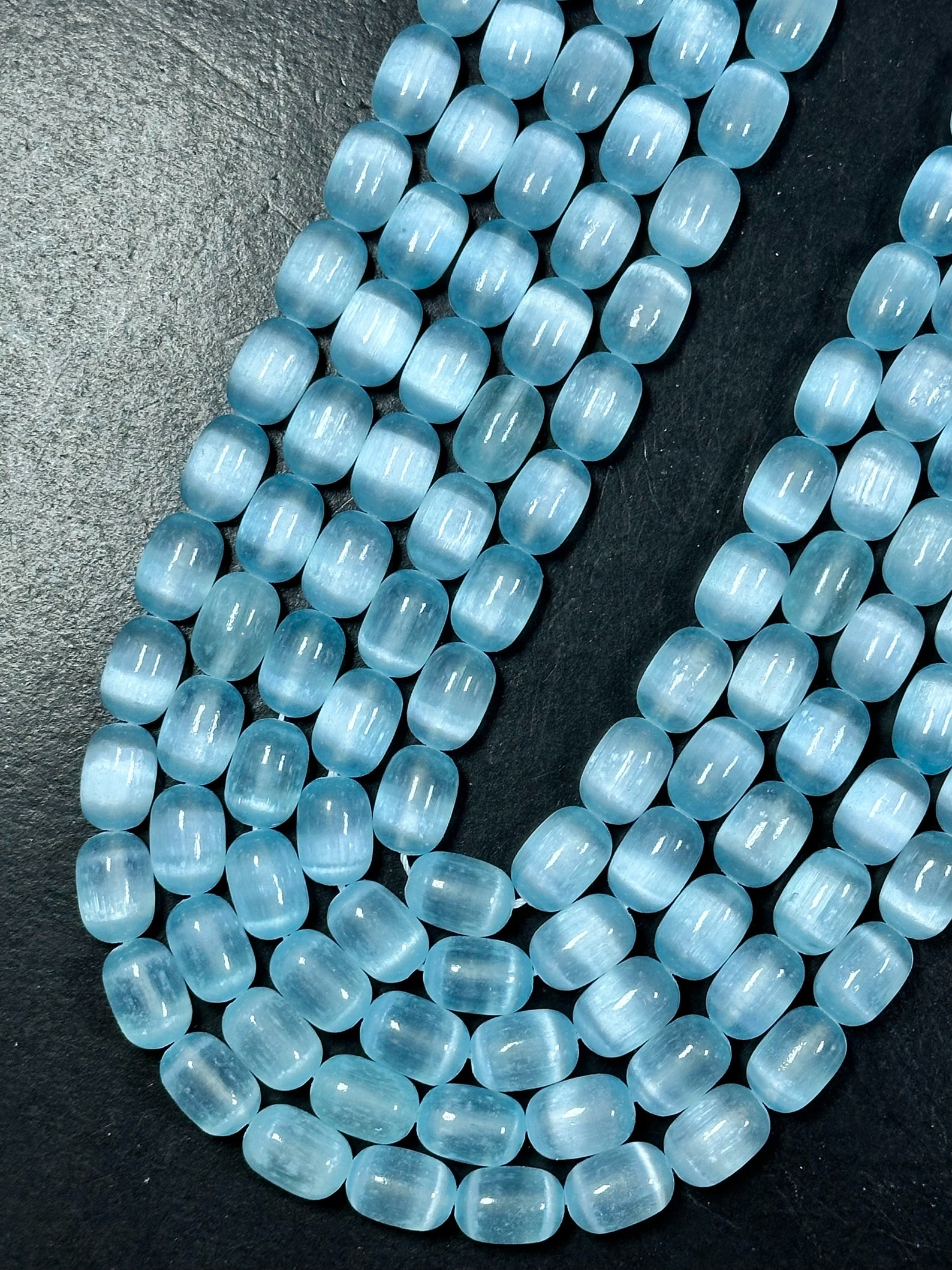 Natural Blue Selenite Gemstone Bead 12x8mm Tube Shape Bead, Beautiful ...