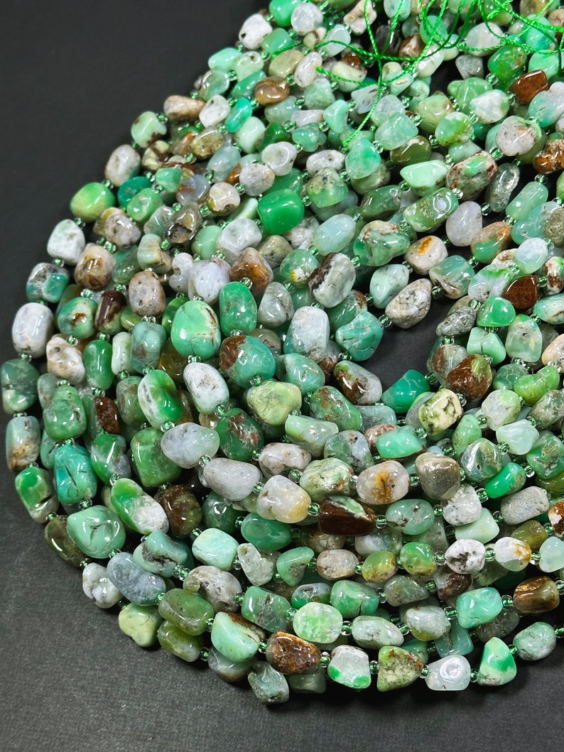Natural Chrysoprase Gemstone Freeform Pebble Nugget Beads, Beautiful ...