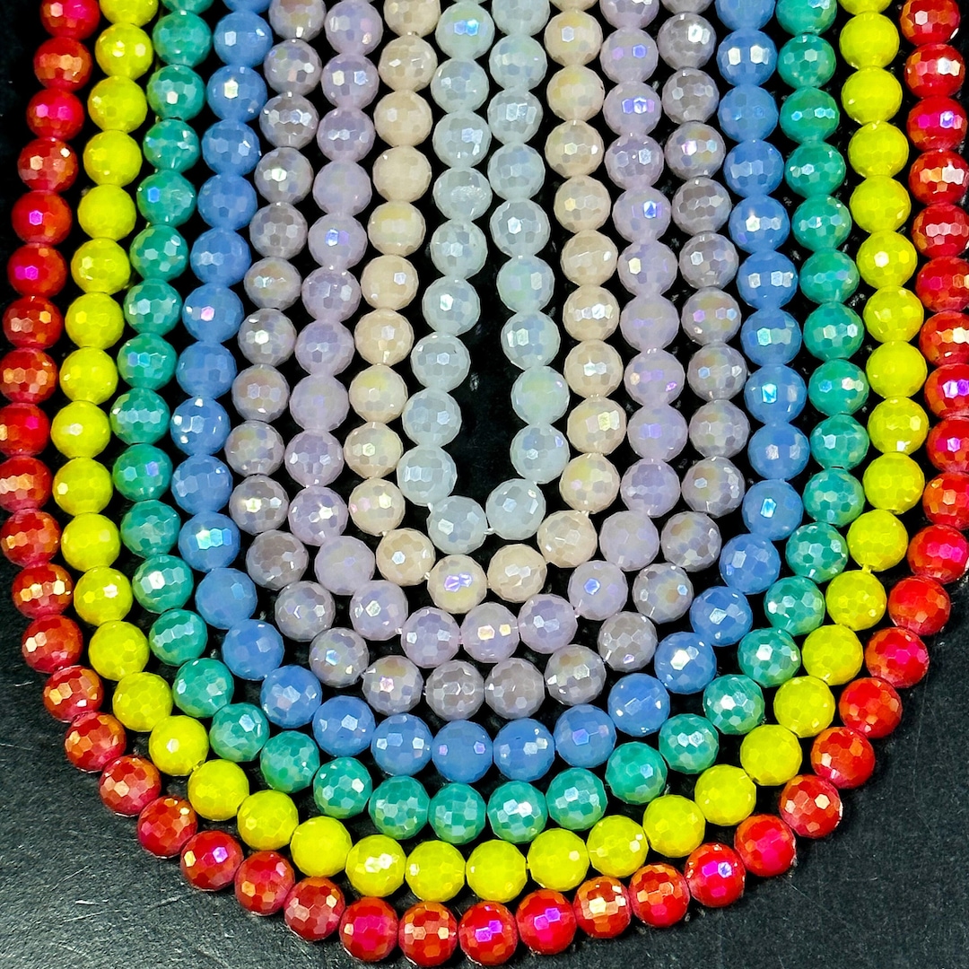 BULK! Beautiful Mystic Chinese Crystal Glass Beads, Faceted 8mm Round ...