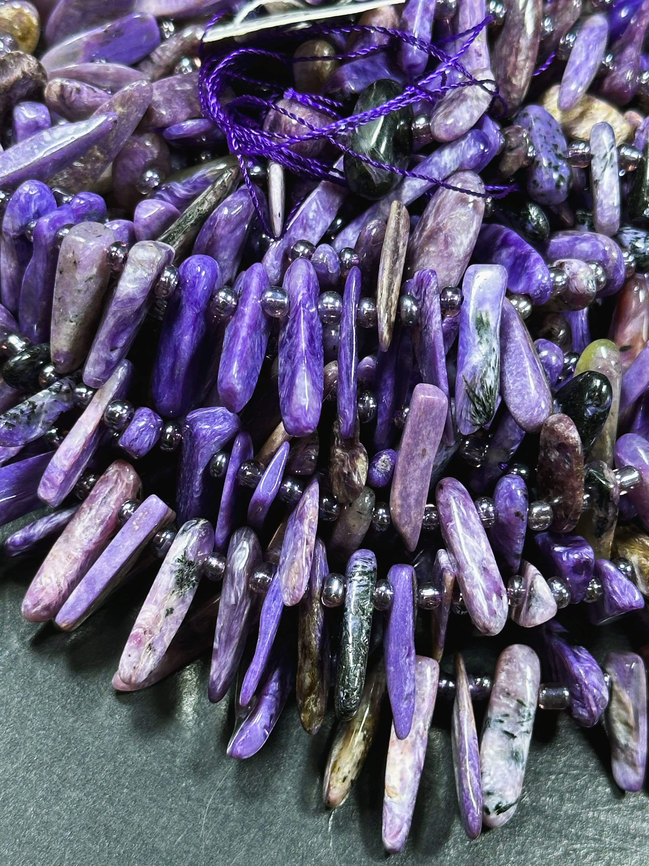 Natural Charoite Gemstone Bead Graduated Stick Shape, Beautiful Natural ...